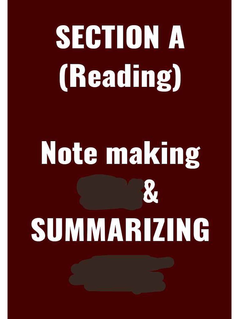 (Guided) NOTE MAKING & SUMMARISING | PDF