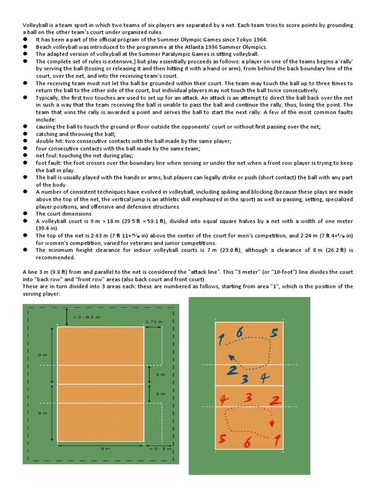 Volleyball Handout | PDF | Volleyball | Sports Rules And Regulations