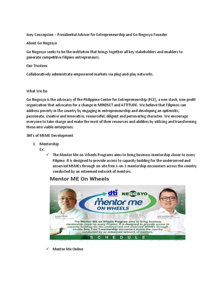 Go Negosyo | PDF | Entrepreneurship | Mentorship