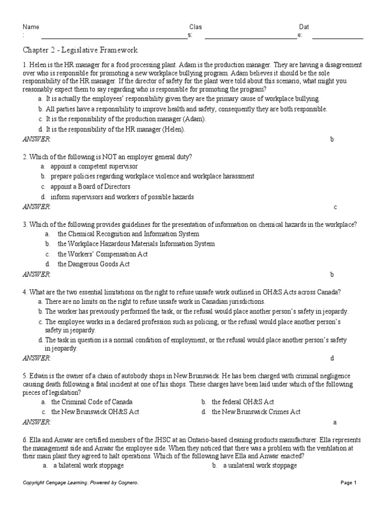 Chapter 2 Legislative Framework | PDF | Occupational Safety And Health ...