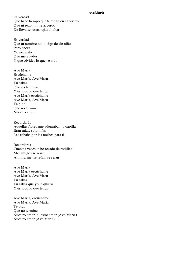 Cancion Ave María Catequesis | PDF