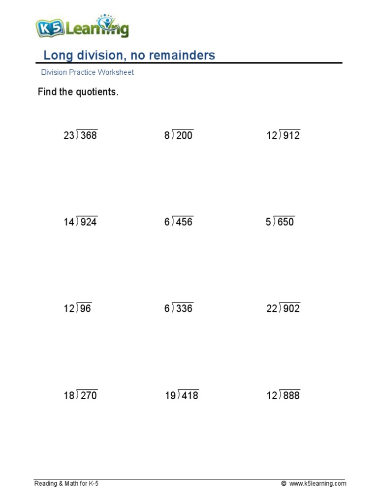 Long Division No Remainder 3x2 Digit A | PDF
