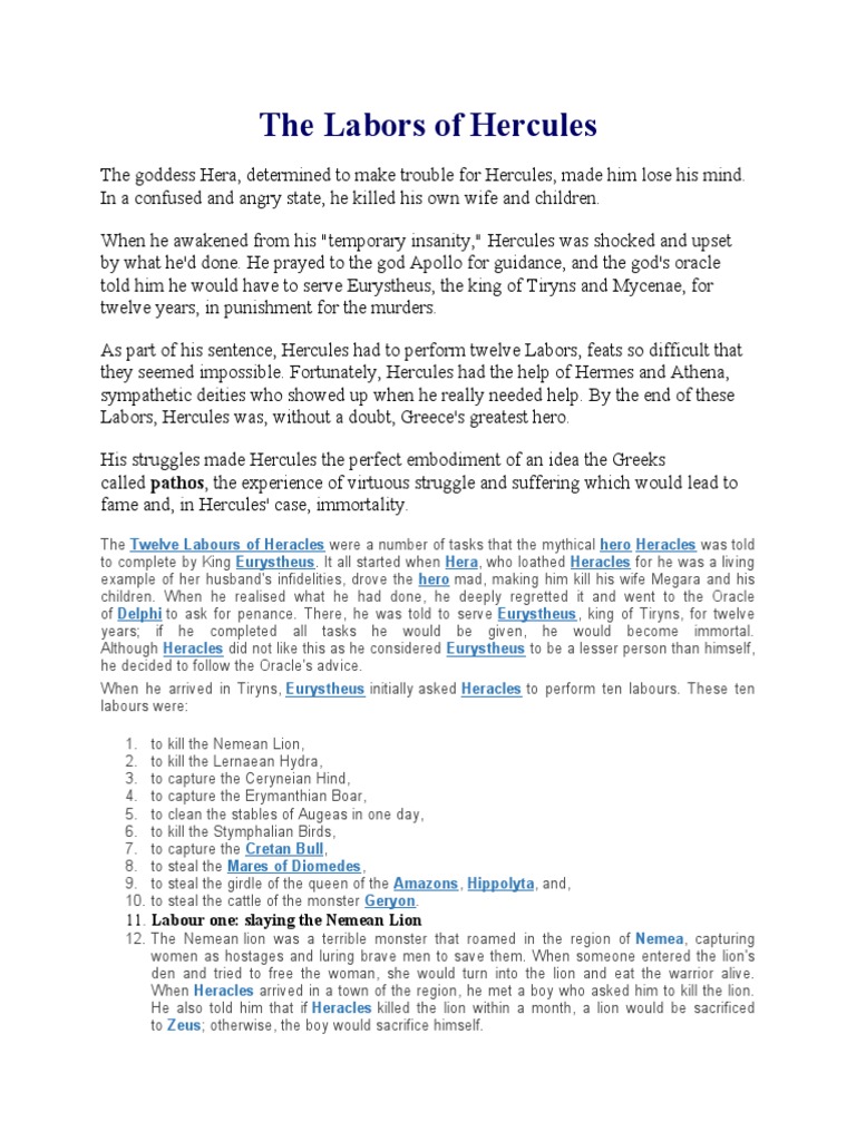 The Labors of Hercules | PDF | Hades | Ancient Greek Religion