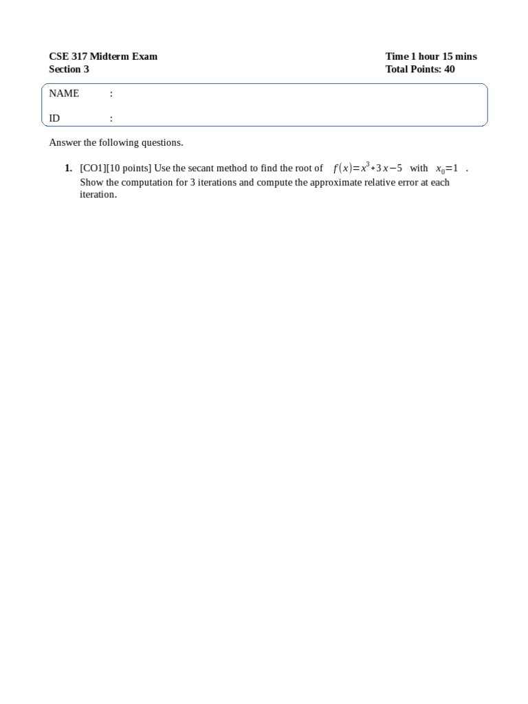 CSE 317 Midterm Exam Questions and Solutions | PDF