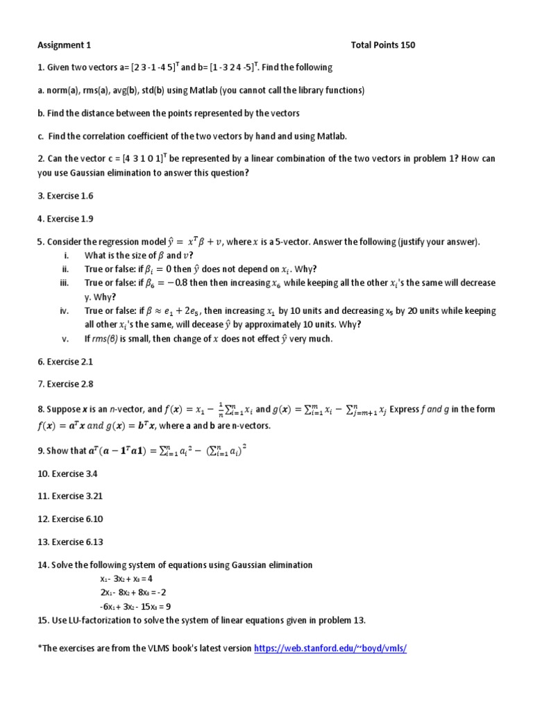 Assignment 1 Vectors Norms Matrices-Basics Cse317 | PDF | Science & Mathematics | Computers