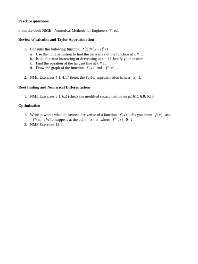 Practice Question 1 - Single Variable Functions | PDF