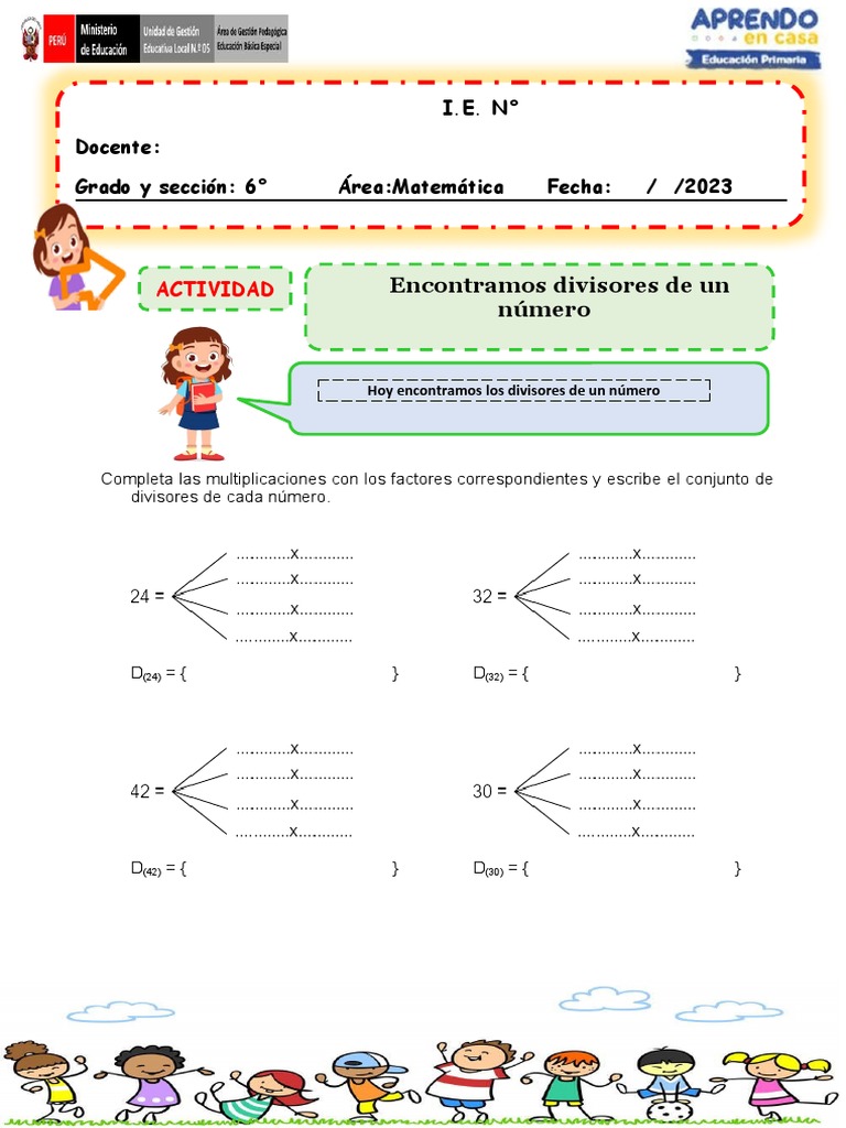Ficha 2 - Matematica - 6to Grado | PDF | Matemáticas