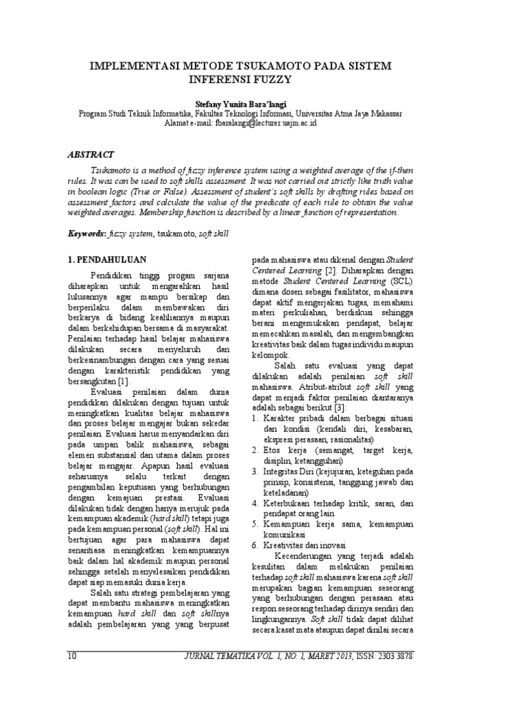 Implementasi Metode Tsukamoto Pada Sistem Inferensi Fuzzy | PDF