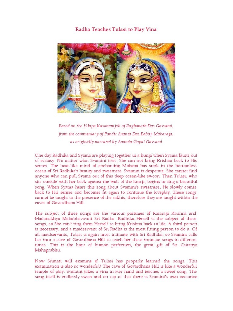 Radha Teaches Tulasi To Play Vina | PDF