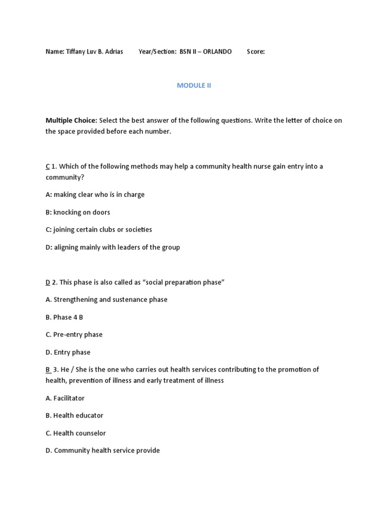 Adrias, Tiffany Luv B. - Module 2 - Chn2 | PDF | Community | Health Care