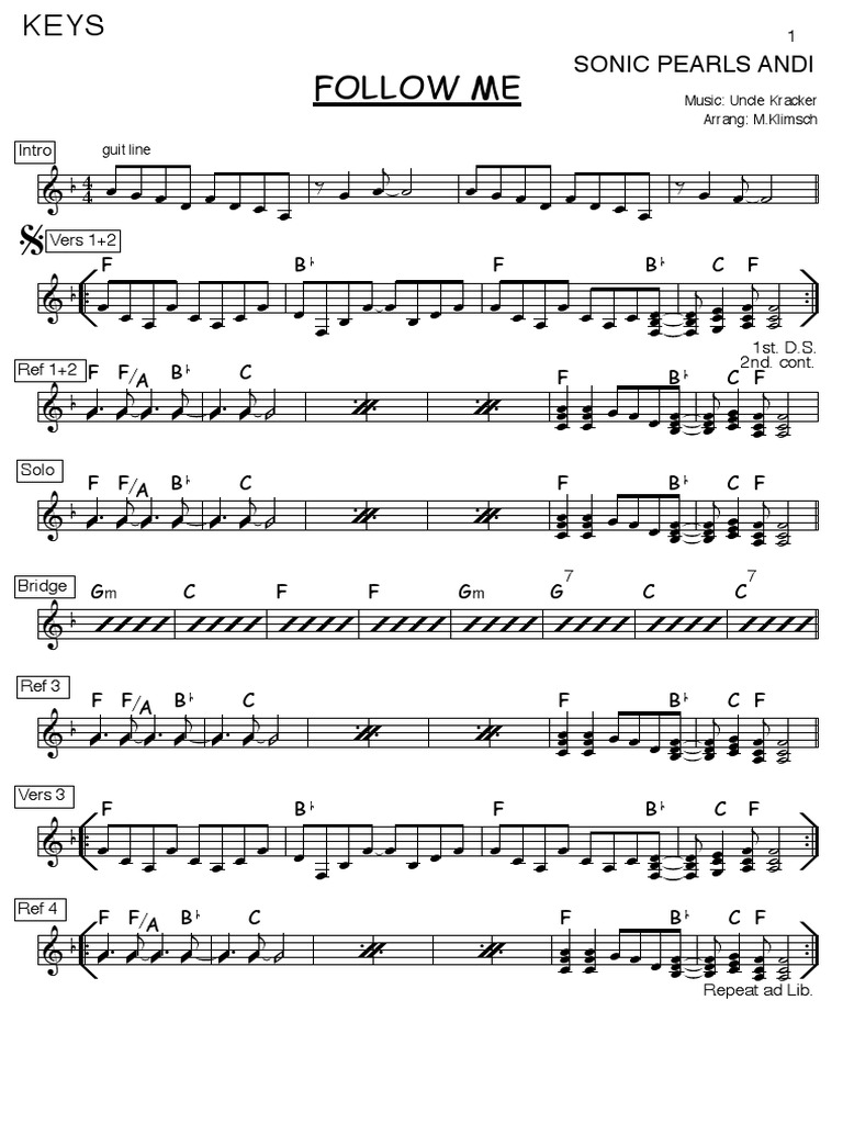 Follow Me Piano Sheet | PDF