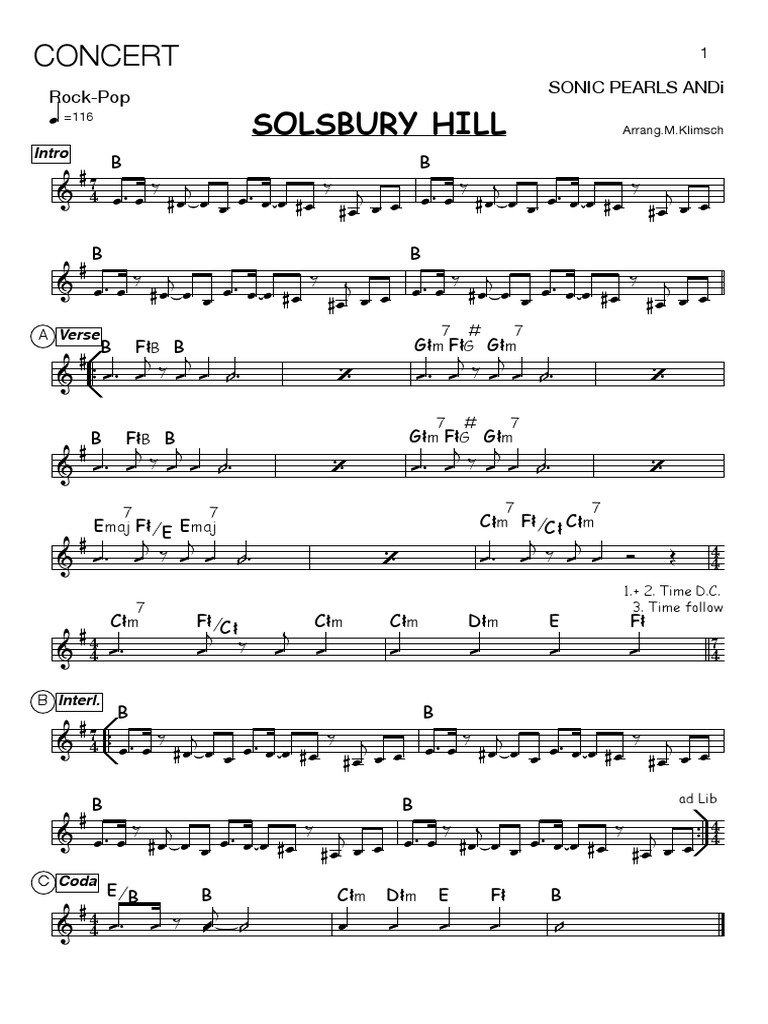 Solsbury Hill Concert Sheet | PDF
