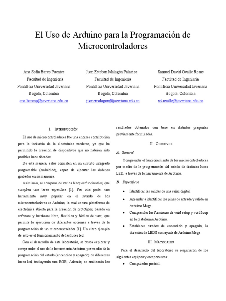 Informe de Programación Microcontroladores Barco Malagon Ovalle Removed (1) | PDF | Diodo emisor ...