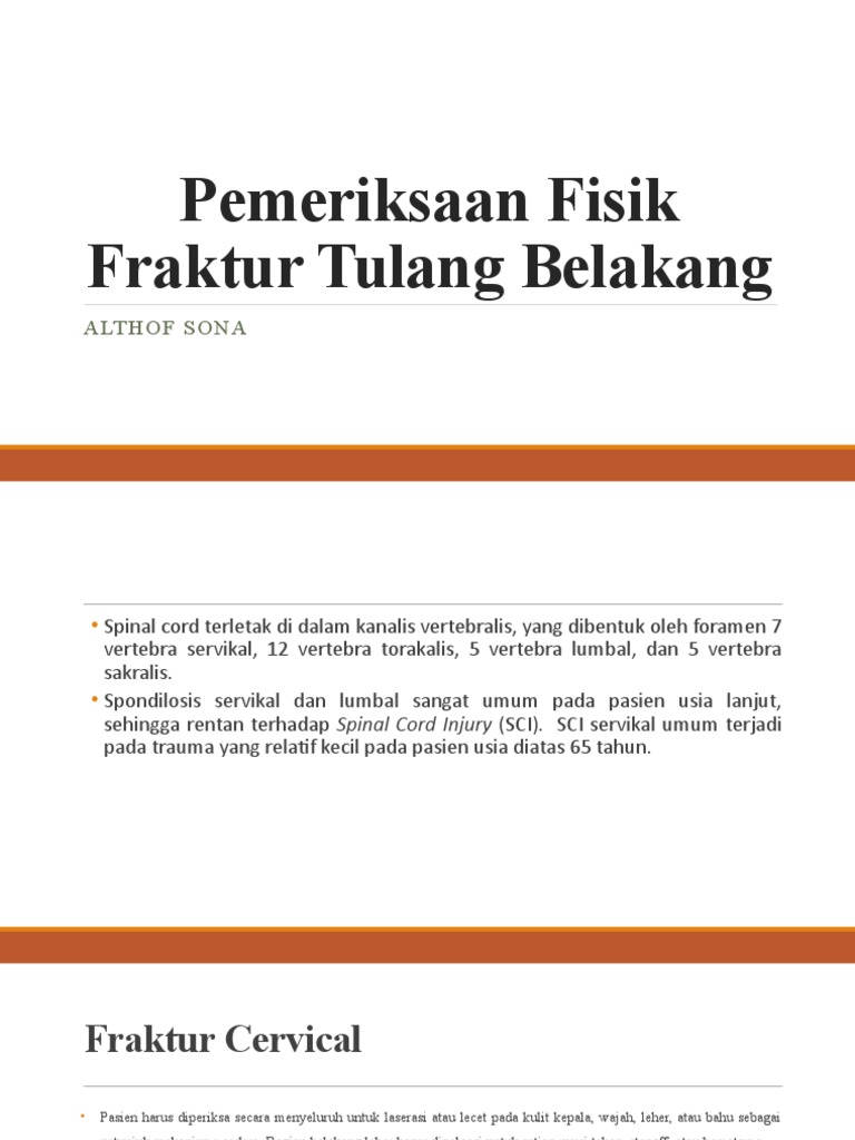 Pemeriksaan Fisik Fraktur Tulang Belakang | PDF
