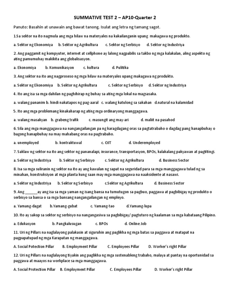 Summative Test 2 | PDF