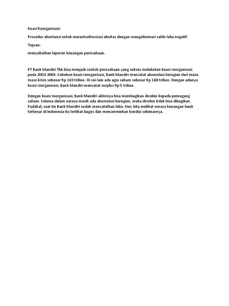 Kuasi Reorganisasi | PDF