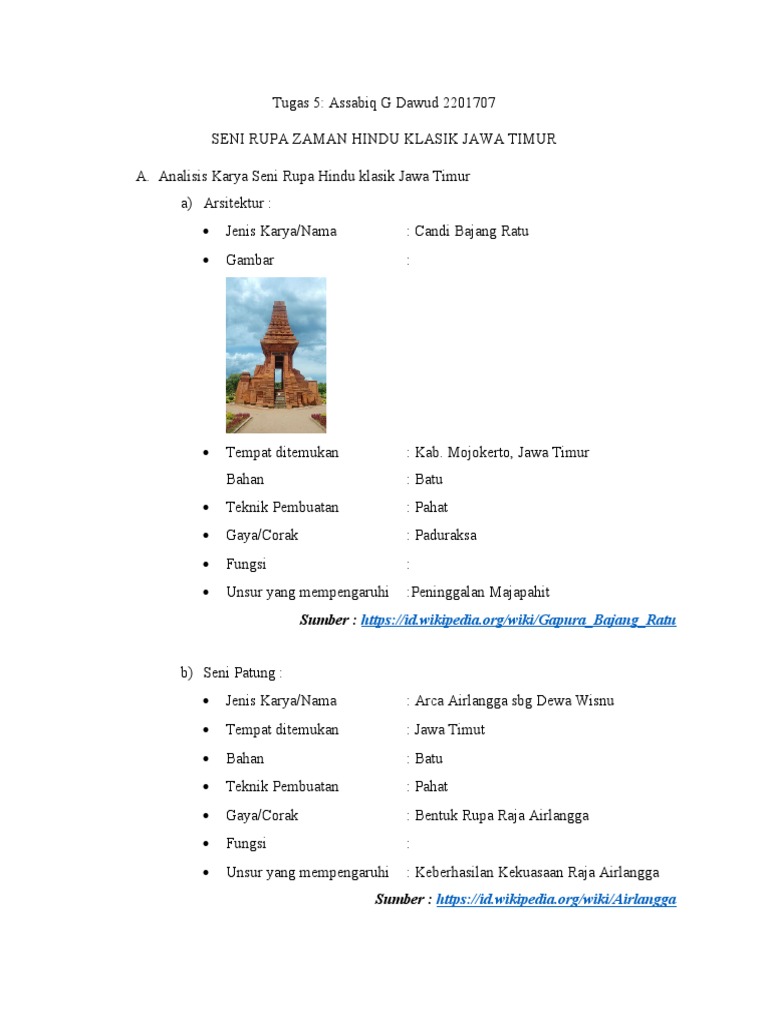 Tugas 5 Seni Rupa Zaman Hindu Klasik Jawa Timur | PDF | Seni
