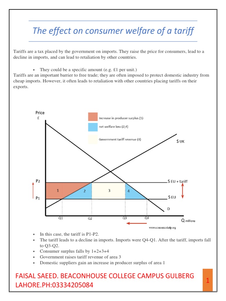 The Effect On Consumer Welfare of A Tariff | PDF | Elasticity ...