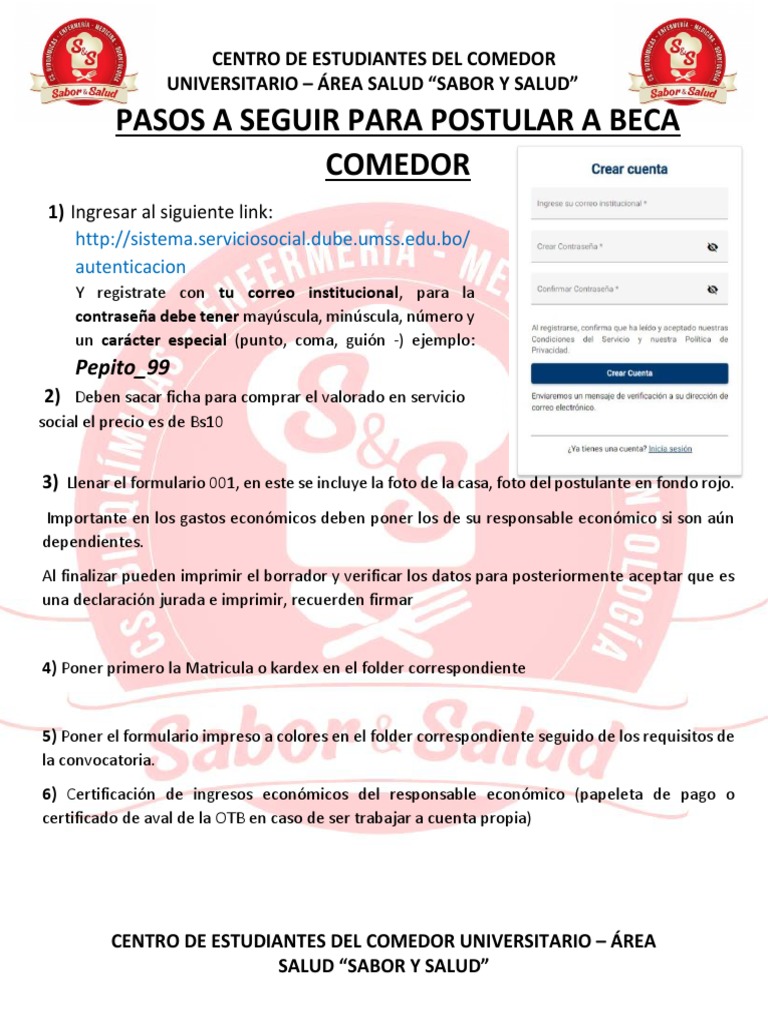 Instructivo Convocatoria Beca Comedor 2023 | PDF