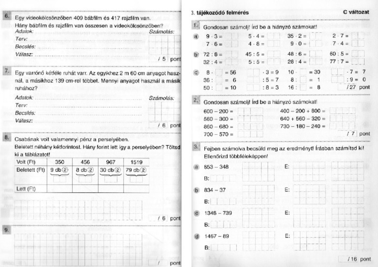 Matek 3. Oszt - 62 | PDF