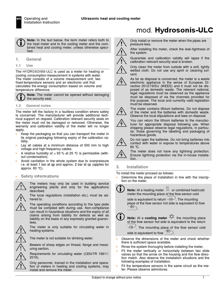 Installation Manual ULC Eng | PDF | Temperature | Heat