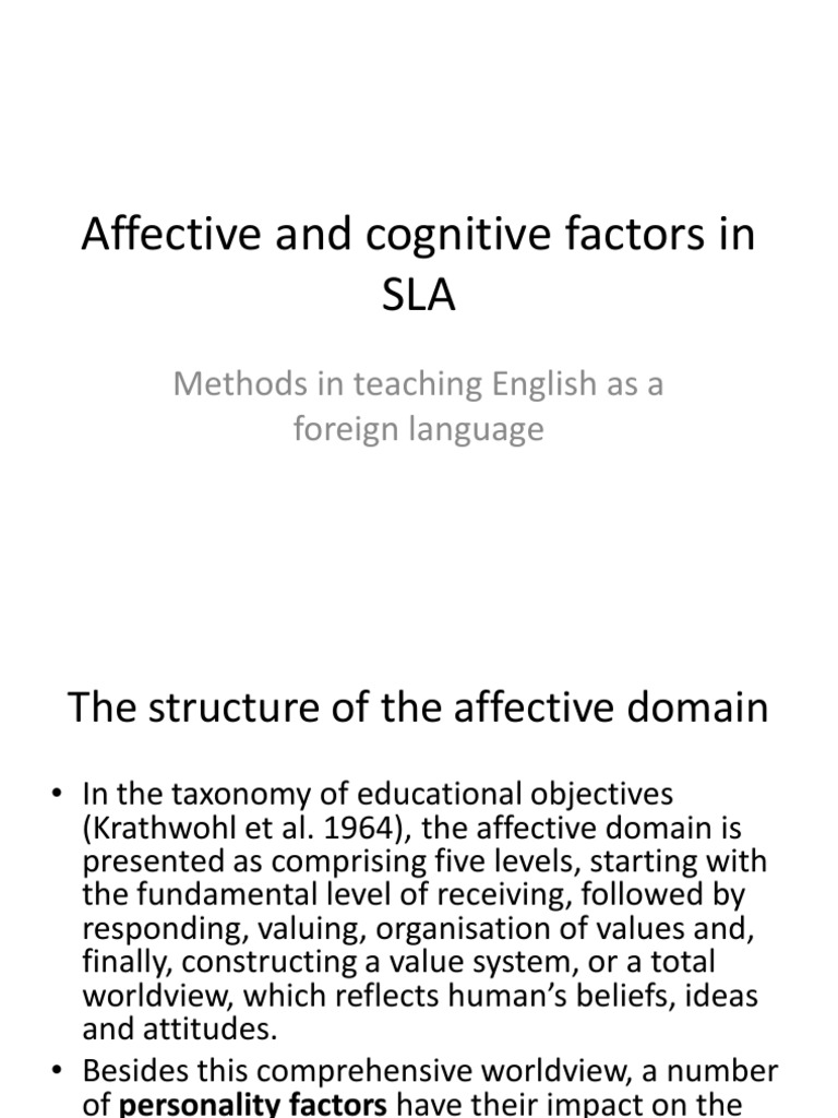 Affective and Cognitive Factors in SLA | PDF | Second Language ...