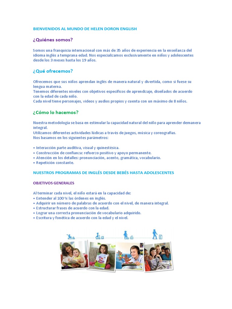 Presentación Helen Doron 2023 PDF FINAL | PDF | Idioma en Inglés | Ciencia cognitiva