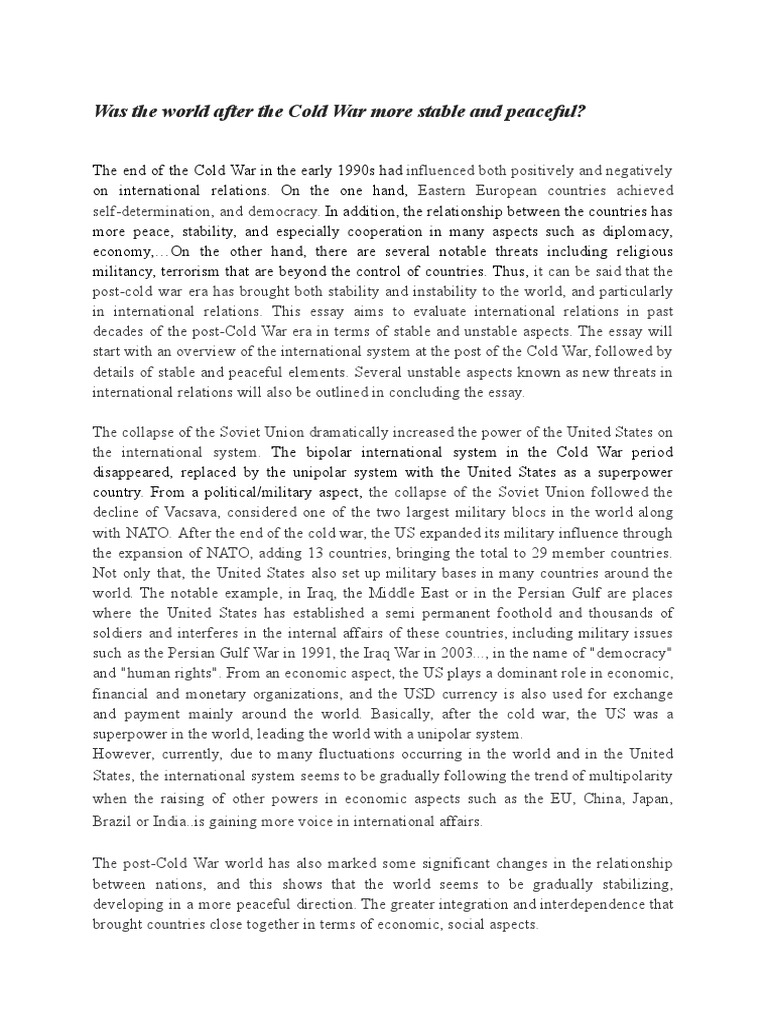 Was The World After The Cold War More Stable and Peaceful | PDF | Cold ...