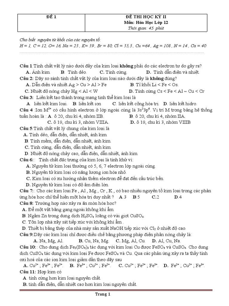 7 Đề Ôn Hkii | PDF