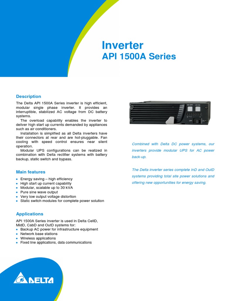Fact Sheet API1500A-230-Inverter en | PDF | Power Inverter | Electrical Engineering