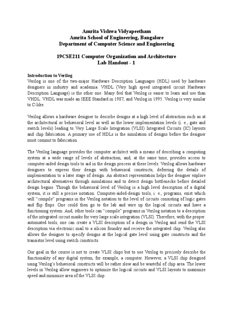 Lab 1 Pdf Hardware Description Language Logic Synthesis