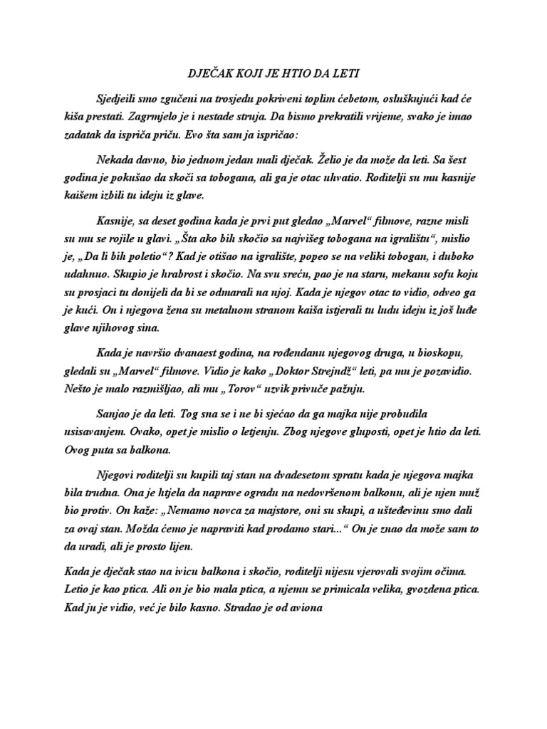 Dječak Koji Je Htio Da Leti | PDF