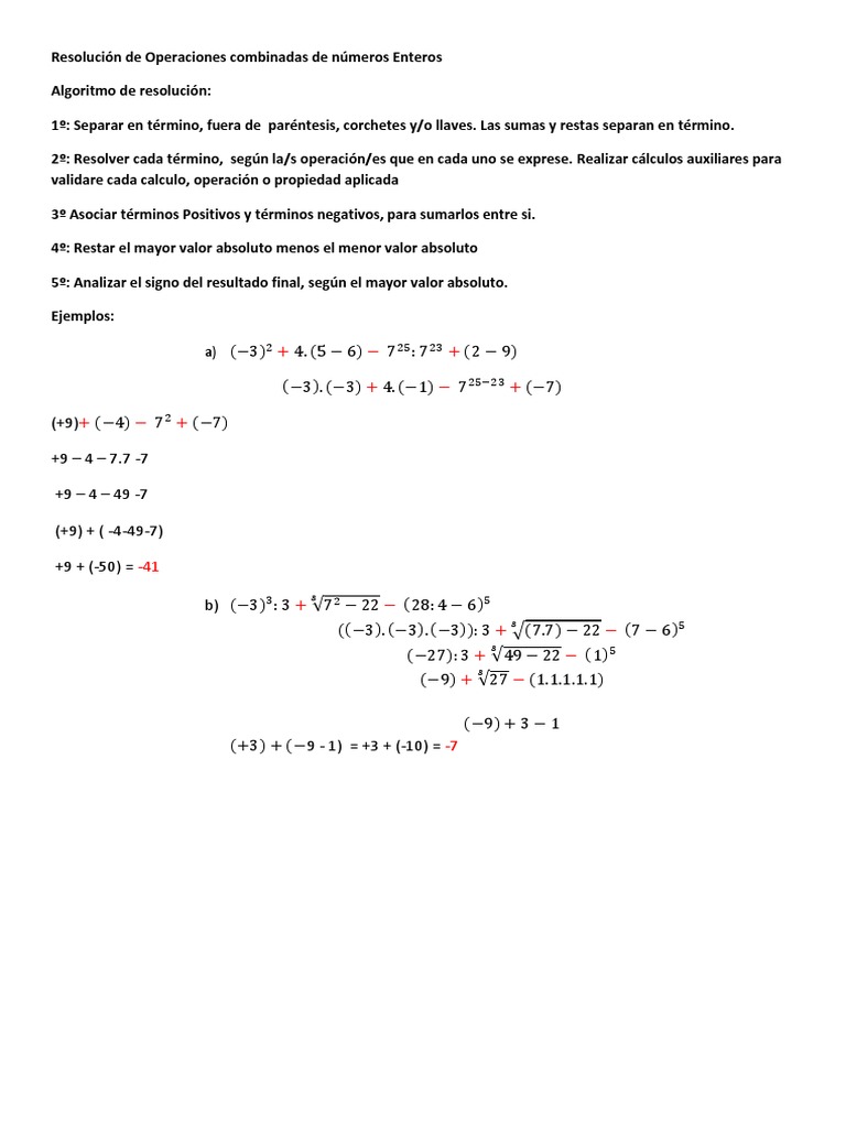 Ejemplo Desarrollado Operaciones Combinadas | PDF