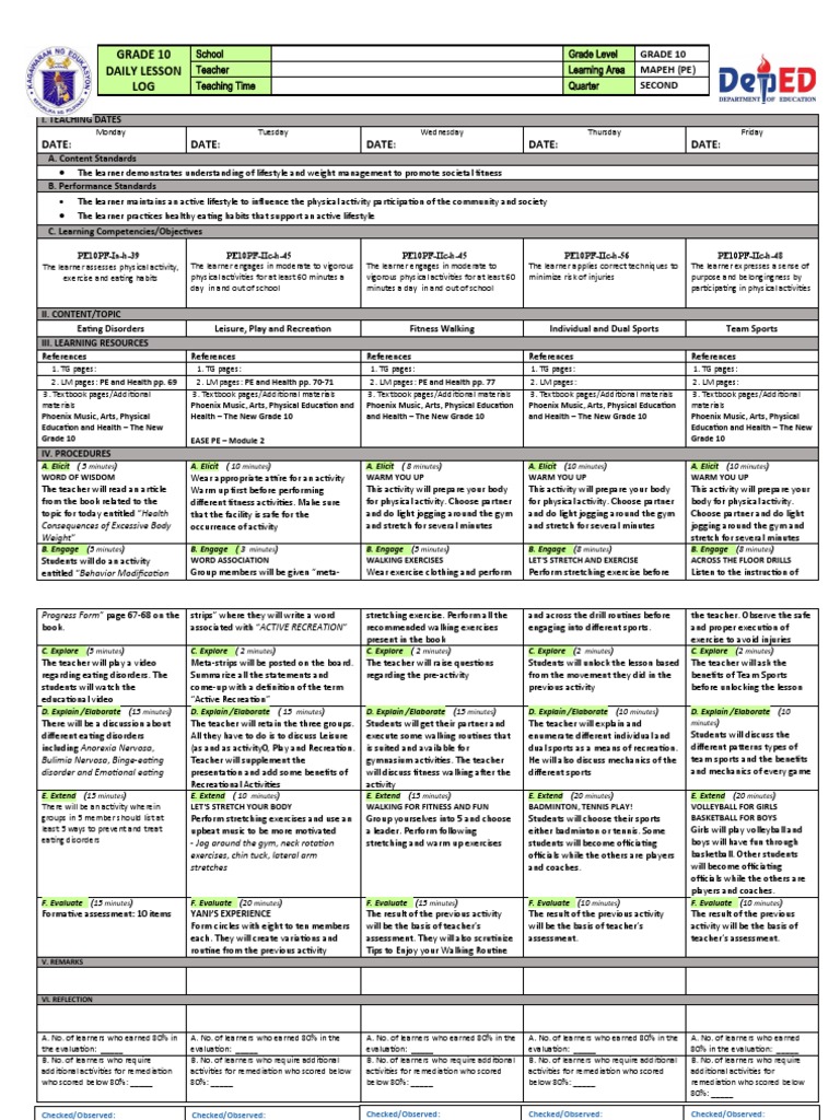 2nd Quarter Week 2 Physical Education 10 | PDF | Physical Education ...