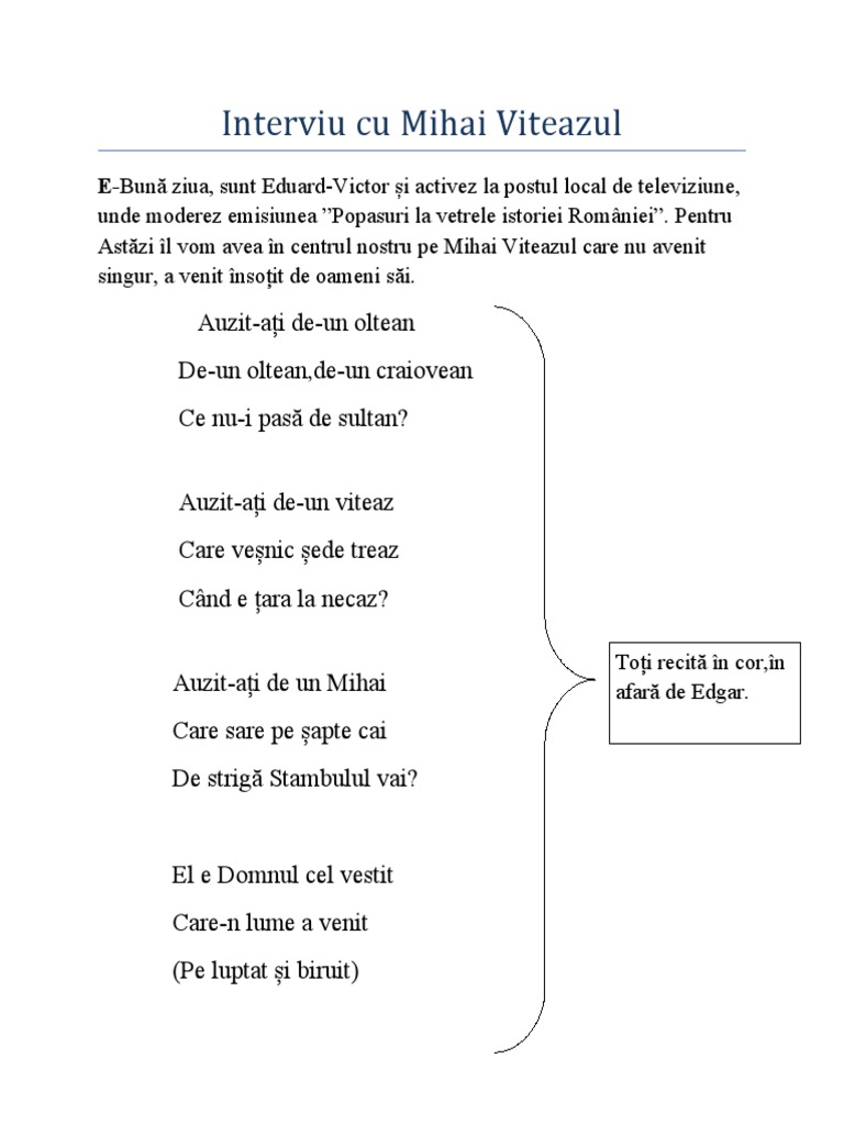 Interviu Cu Mihai Viteazul2 | PDF