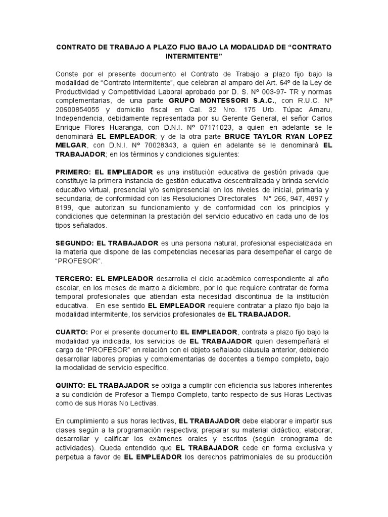 Contrato Con Cláusula Micro Empresa | Descargar gratis PDF | Derecho ...