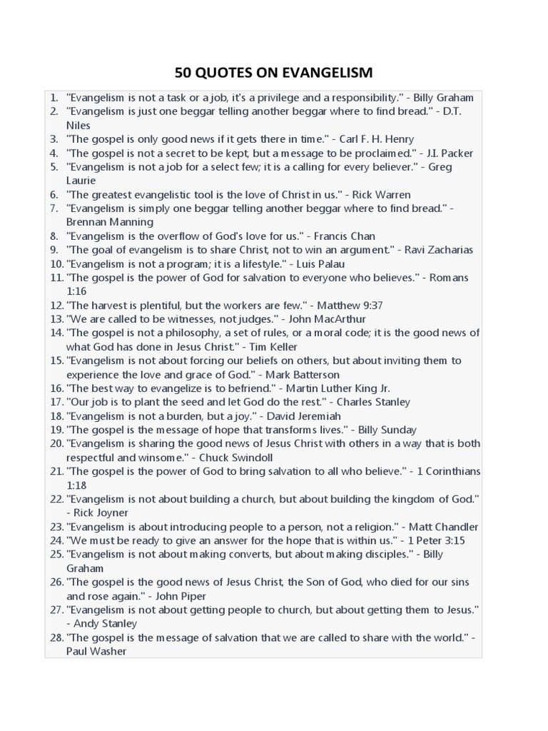 50 Quotes On Evangelism | PDF | The Gospel | Jesus
