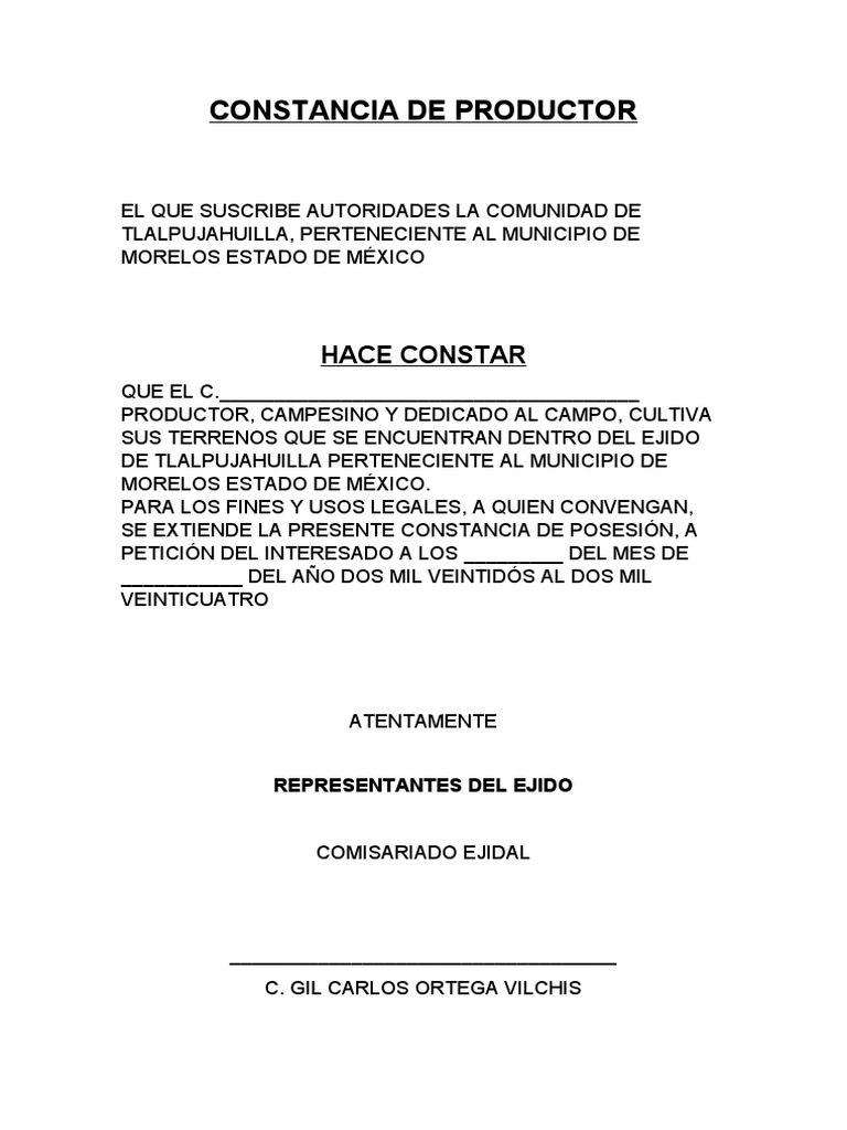 Constancia de Productor | PDF