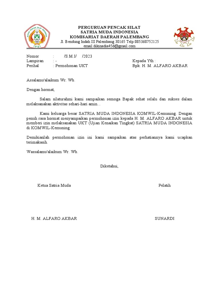 Surat Permohonan Silat | PDF