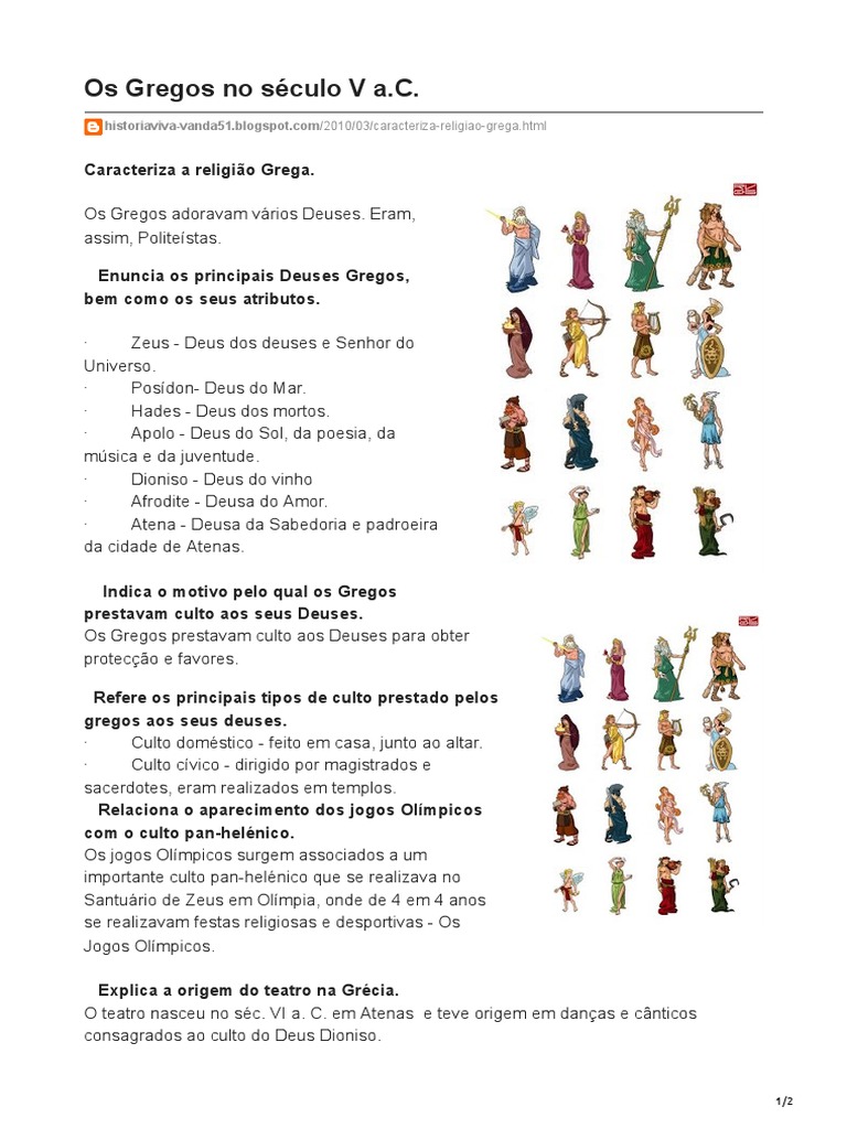 Os Gregos No Século V Ac | PDF | Mitologia grega | Grécia Antiga