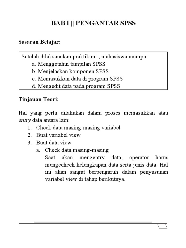 Materi Praktikum Simulasi Spss Pert. 1 | PDF