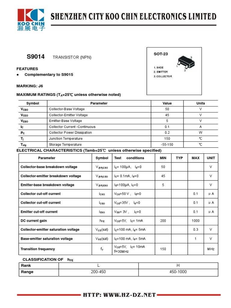 Technical Specifications and Electrical Characteristics of an SOT-23 ...