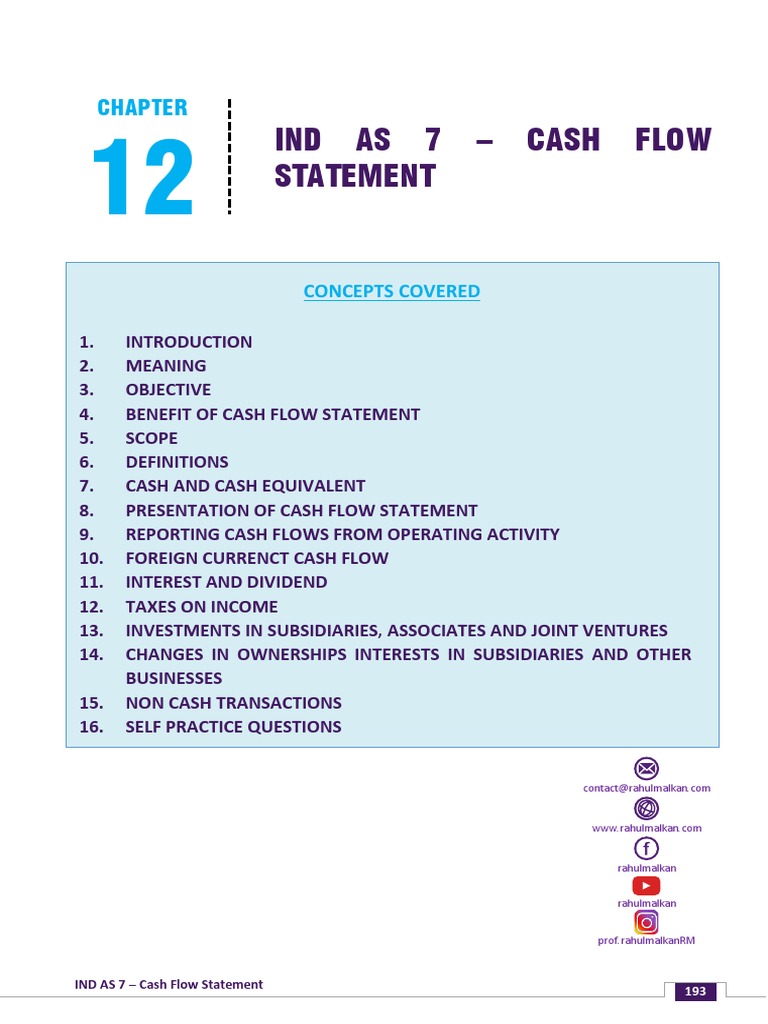 IND AS 7 Cash Flow Statement by Rahul Malkan | PDF | Cash Flow ...