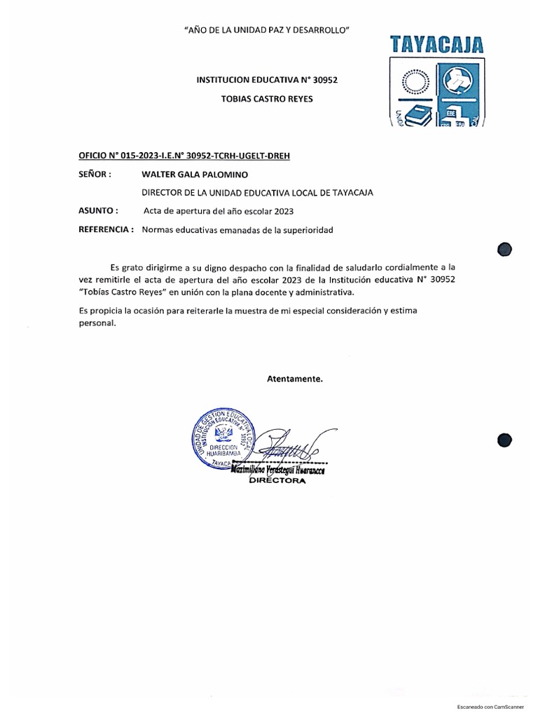 Acta de Inicio Del Año Escolar | PDF