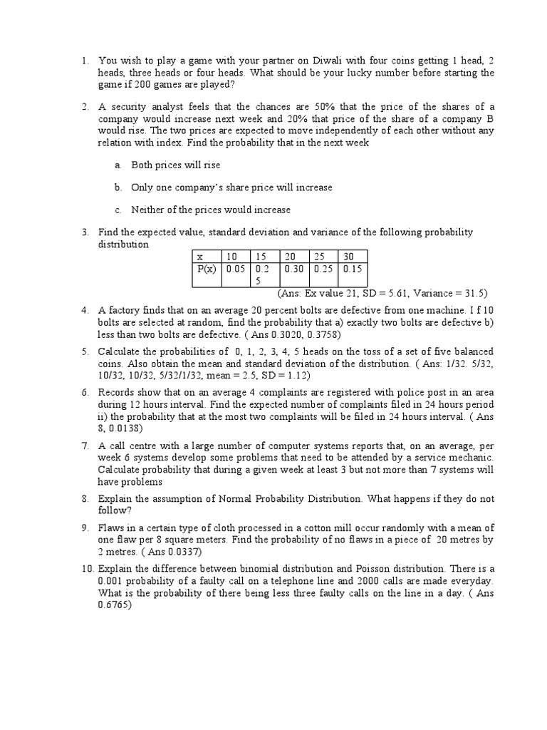 Assignment 5 Probability Distribution | PDF | Standard Deviation | Probability