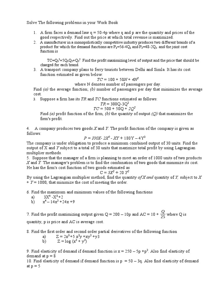 Assignment 1 Differentiation Pdf Demand Profit Economics
