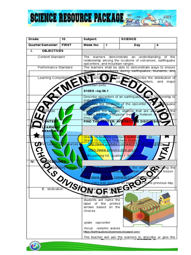 G10 - 1QTR - Week1 - Day4 Pabalinas | PDF | Earthquakes | Seismology