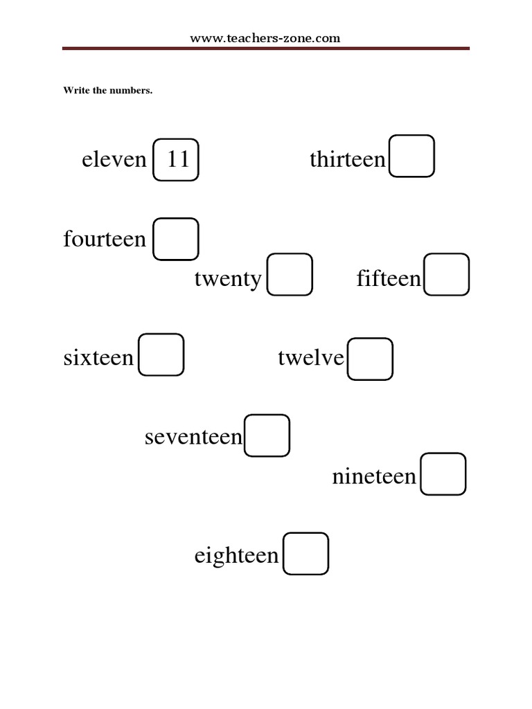Write The Numbers 11 20 | PDF