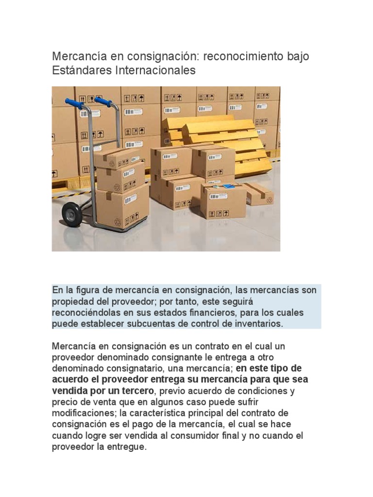 Mercancía en Consignación y NIIF | PDF | normas internacionales de ...