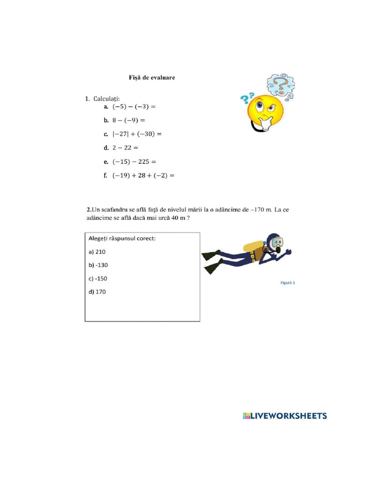 Fise de Lucru Numere Intregi Ces | PDF